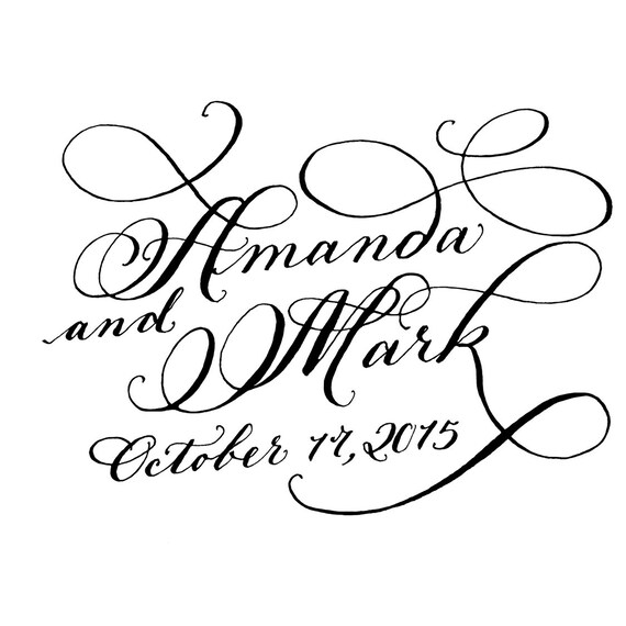 Bride and Groom digital name calligraphy artwork for invite or
