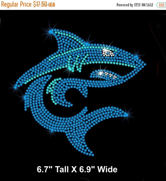 6.9 Shark iron on rhinestone transfer applique by MyFairysCloset