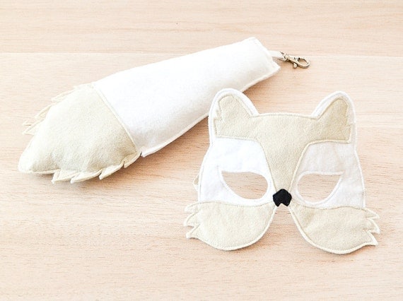 Kids Fox Mask and Tail Arctic Fox Costume Eco Friendly Mardi