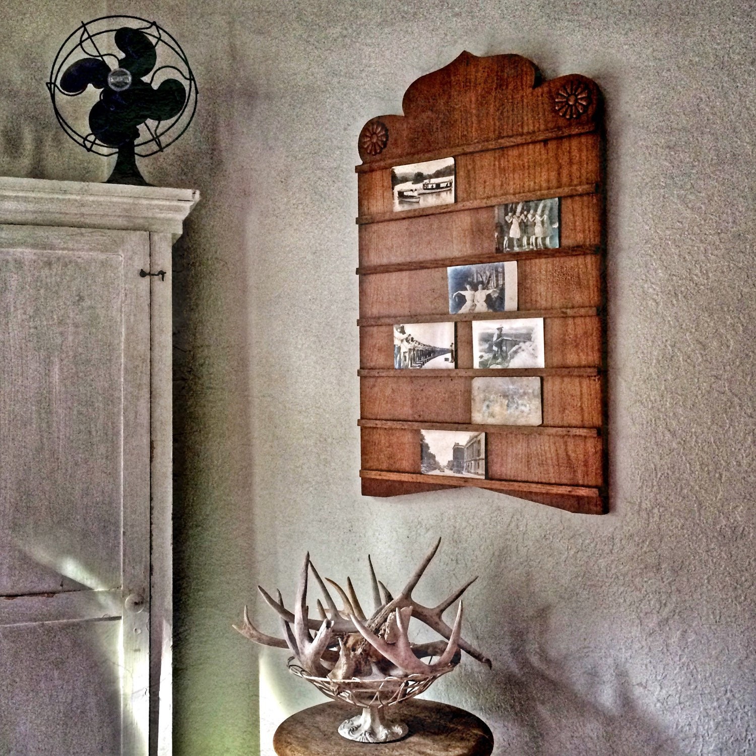 Postcard Display Rack Church Attendance Board Vintage Wood