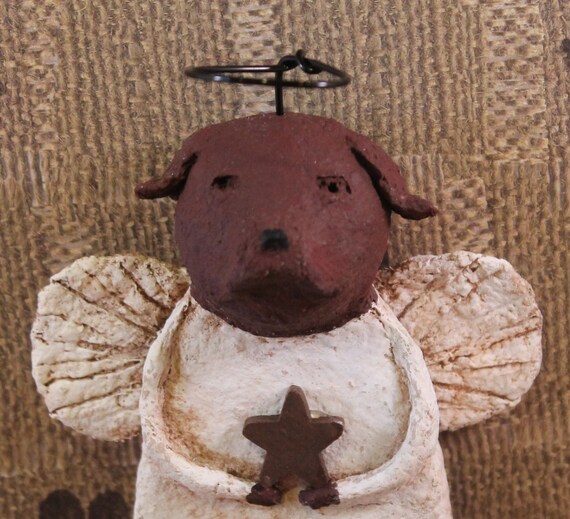 Chocolate Lab Angel, OOAK, handmade from papier mache, CHOCOLATE LAB