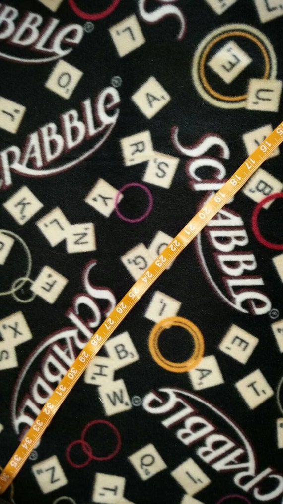 Scrabble fabric word game tiles fleece polyester print