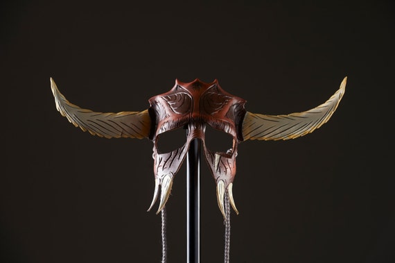 Handmade Genuine Leather Mask with Horns in by WilliamWRockwell