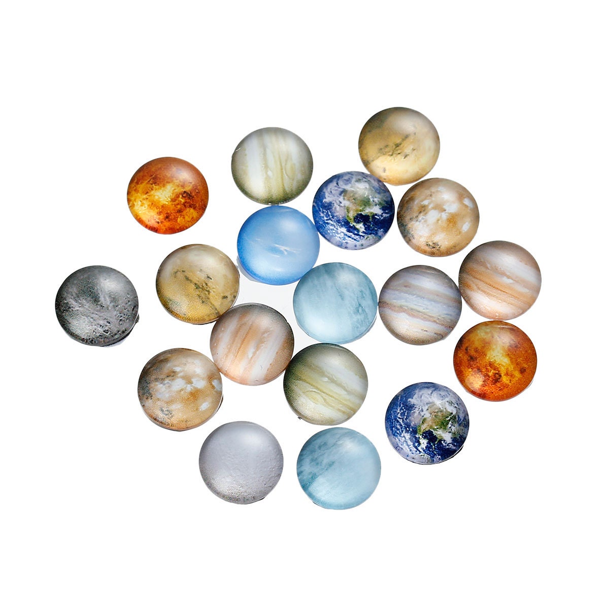 10 pcs Circle Planets Solar System Universe Glass Round Dome