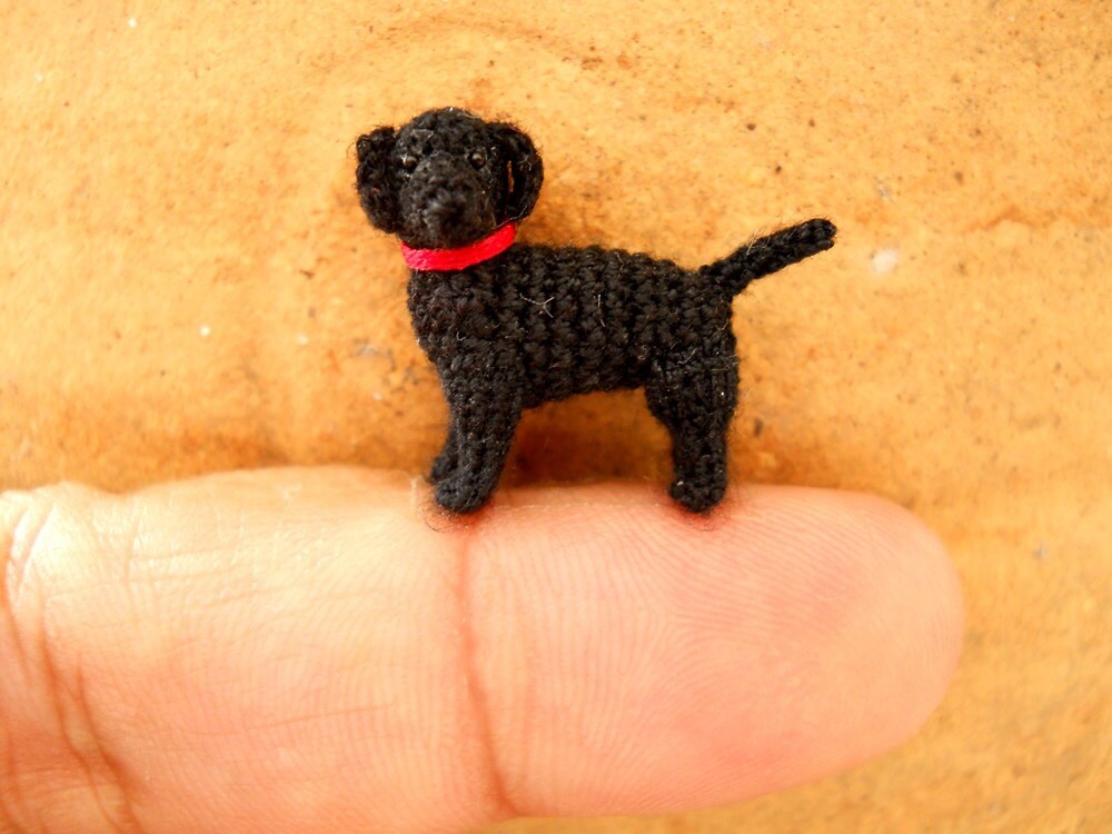 Miniature Black Labrador Retriever Tiny Crochet Dog Stuffed