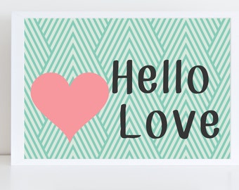 Hello love sign | Etsy