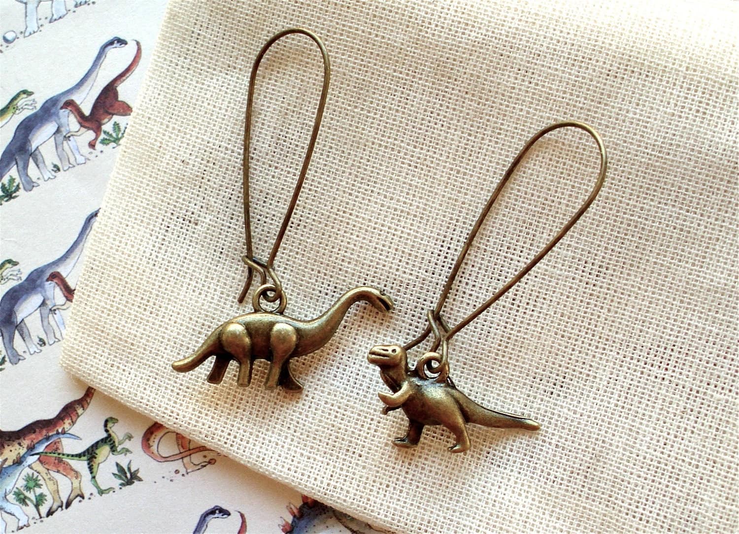 DINO SALE Dinosaur Earrings Dino Dangle Earrings in Silver