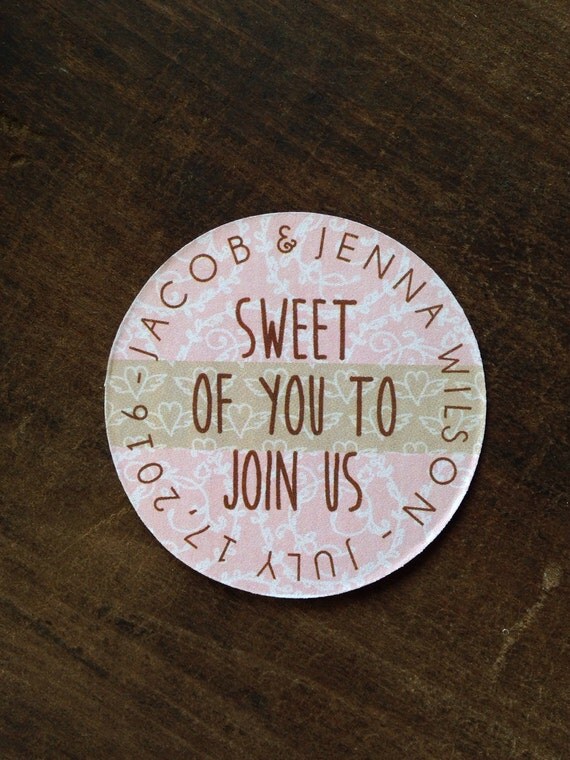 Items similar to 24 custom wedding stickers, SWEET of you to join us ...