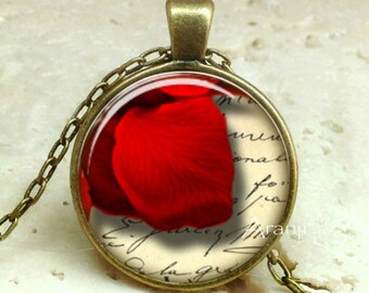 Rose petal pendant | Etsy