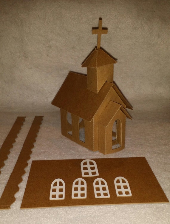 Cardboard CHURCH Assembled Paint & Decorate your own Putz
