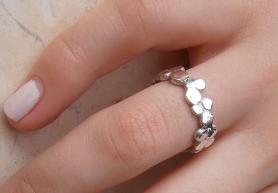 Nature Pebble Ring organic sterling pebbles silver by miyora