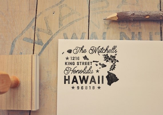 Hawaii Return Address State Stamp - Personalized Rubber Stamp by Paper ...