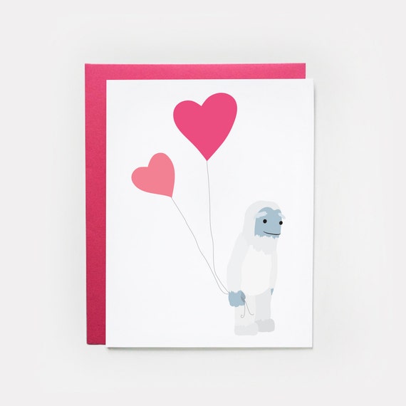 Valentine's Day Card Illustrated Yeti