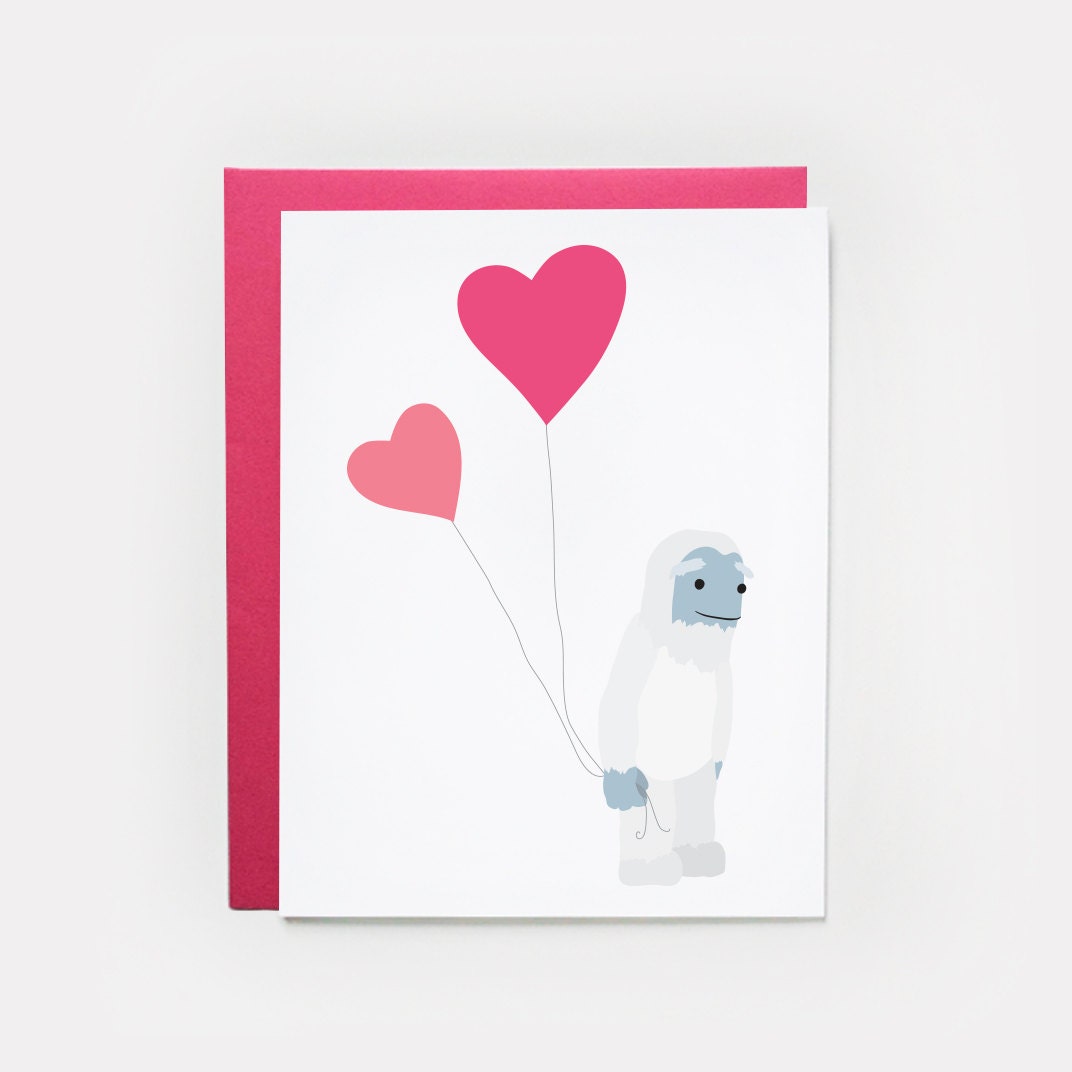 Valentine's Day Card Illustrated Yeti