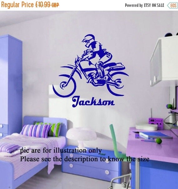 10% OFF Motor Bike Race Personal Name Boy Sports Vinyl by JRDecal