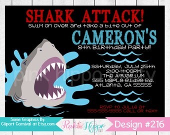 Shark bite invite | Etsy