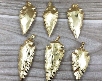 Crystal Quartz Arrowhead Pendant Charm Electroplated silver