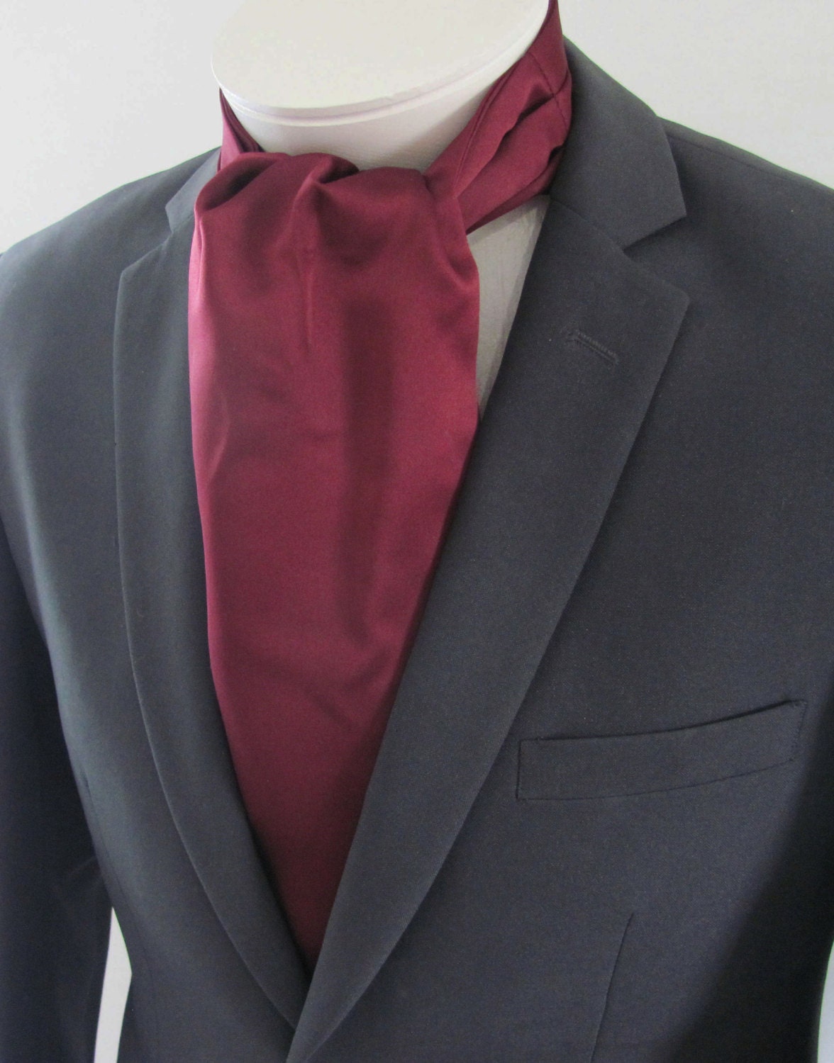 Mens Ascot Burgundy Wine Formal Self Tie Mens Formal Ascot