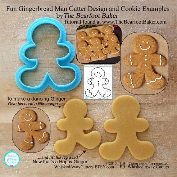 Fun Gingerbread Man Cookie Cutter & Fondant by WhiskedAwayCutters
