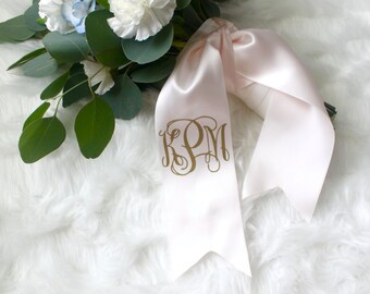 custom monogrammed bouquet ribbon 3 wide grosgrain