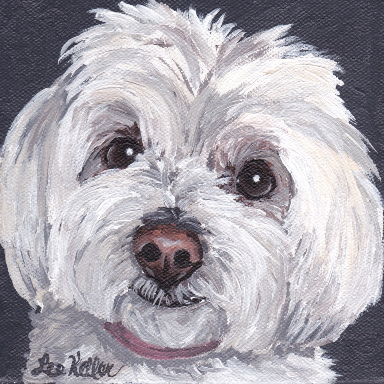 Maltese dog art print from original painting Maltese art on