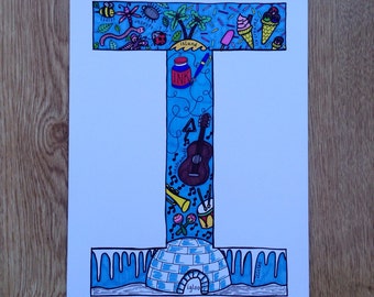 Abstract Letter 'I' Poster by SKETCHbyBecDonovan on Etsy