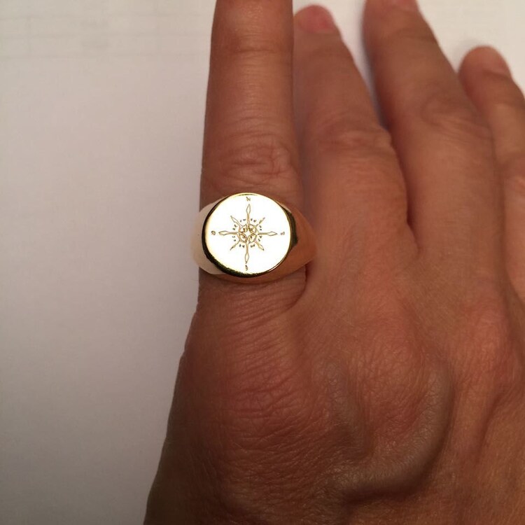 Engraved ring Personalized Ring Signet Ring women by Limajewelry