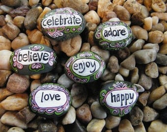 Painted rocks words | Etsy
