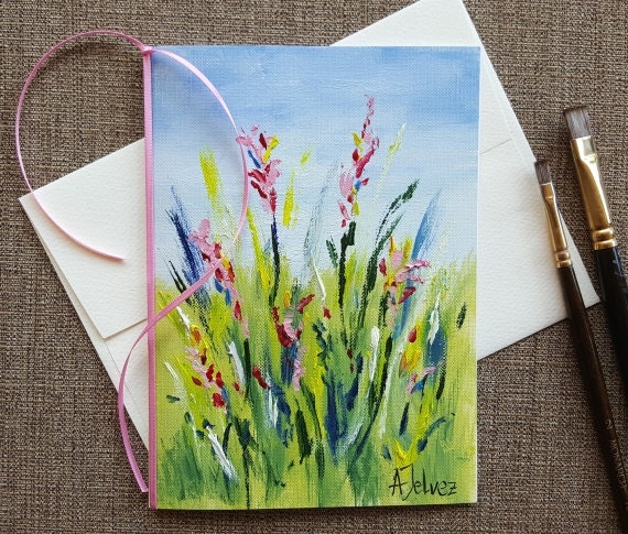 Art Card Original Hand Painted Card Original By AlinaJelvezFineArt