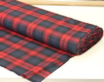 Plaid wool fabric | Etsy