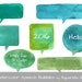 Watercolor speech bubbles Blue-Green-Grey Watercolor clipart