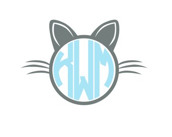 Cat monogram decal | Etsy