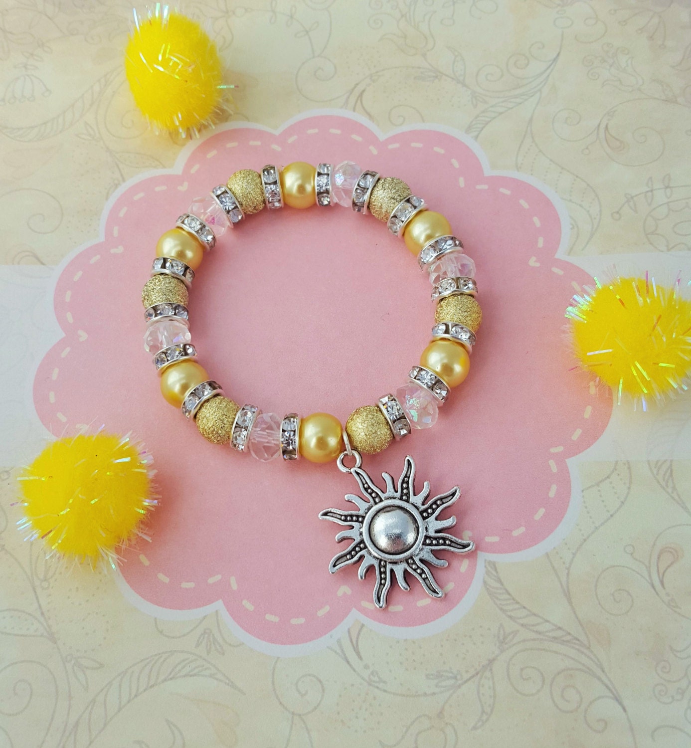 Sunshine Charm Bracelet Kids Bracelet Crystal Jewellery Sun