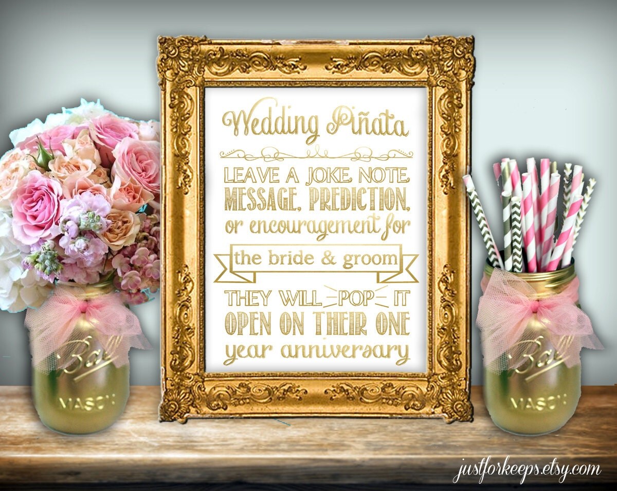 Wedding Piñata Sign Printable 8x10 PDF Instant Download Modern