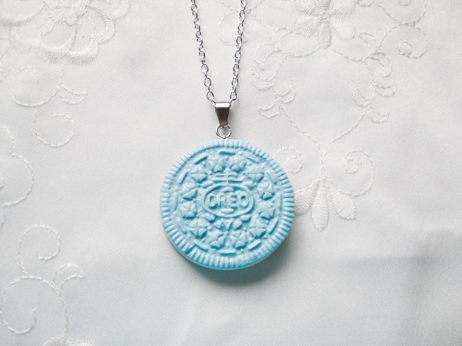 Blue Oreo Cookie Necklace Cookie Necklace Oreo Necklace