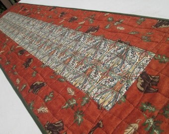 Items similar to Fall Leaf Table Runner, Quilted Batik Leaf Table Runner 14 x 34" on Etsy
