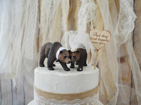 Grizzly bear wedding cake topper-Bear-brown by MorganTheCreator