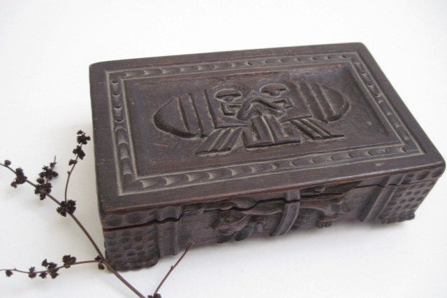 Vintage Rustic Carved Wood Aztec Box – Haute Juice