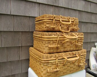 Rattan suitcase | Etsy