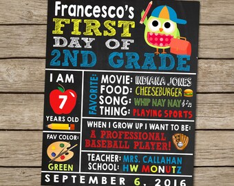First Day Of School Chalkboard Poster Sign for First Day Of