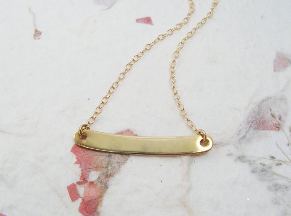 Gold plate necklace. Plain minimalist plate by NameMyMonogram