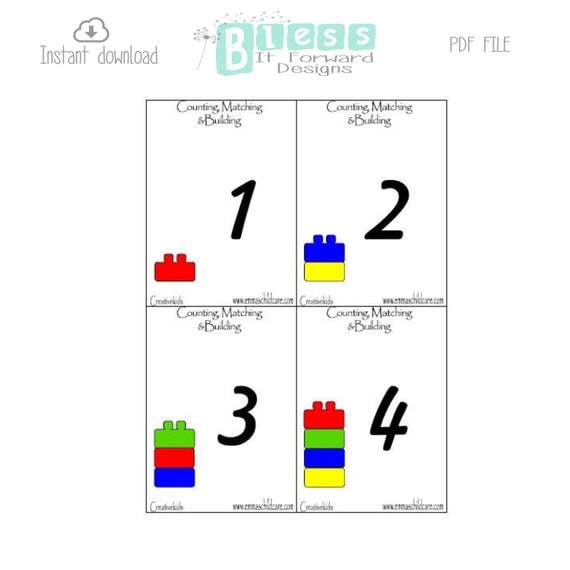 Items similar to Counting, Matching and Building Duplo Cards ...