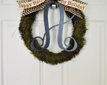 Unique moss monogram wreath related items | Etsy