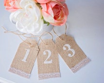 Popular items for burlap table numbers on Etsy