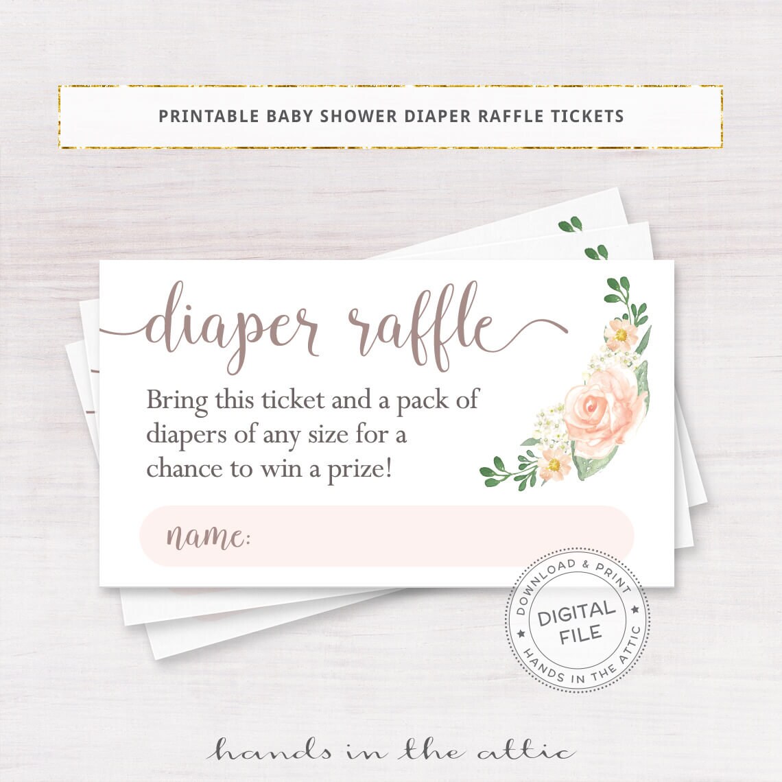 Diaper raffle spring baby shower invitation insert cards