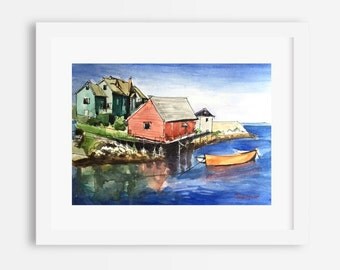Quebec City Canada Watercolors Paintings Original by TheJoeyStudio
