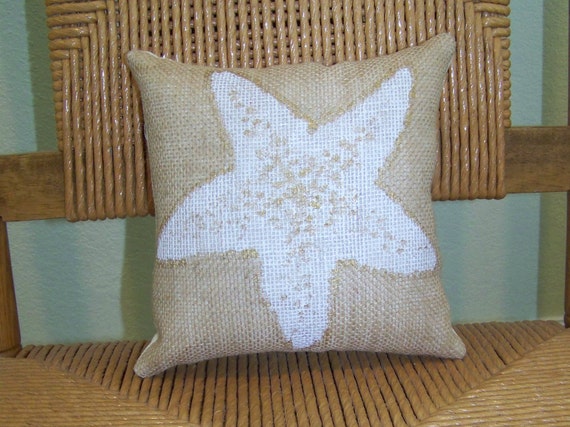 Starfish pillow Shell pillow Beach pillow by KelleysCollections