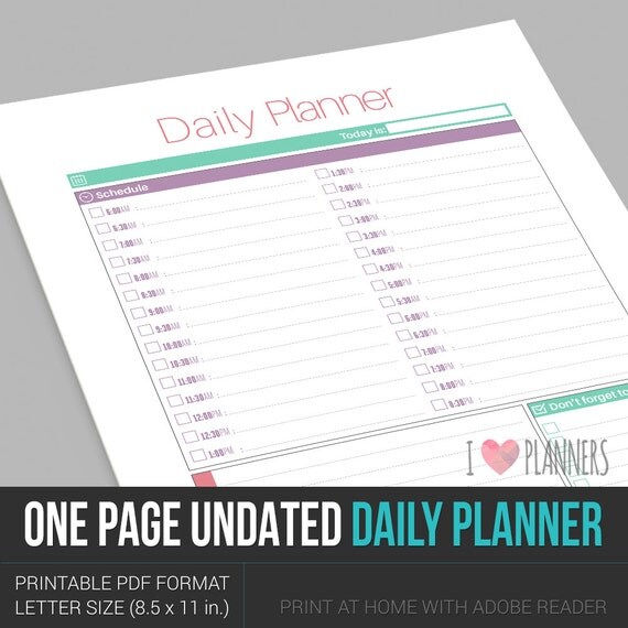 Undated Daily Planner w/ full time schedule by ILovePlanners