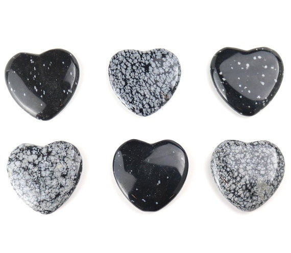 Snowflake Obsidian Heart Shaped Carved Stone