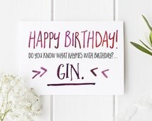 Popular items for gin birthday card on Etsy